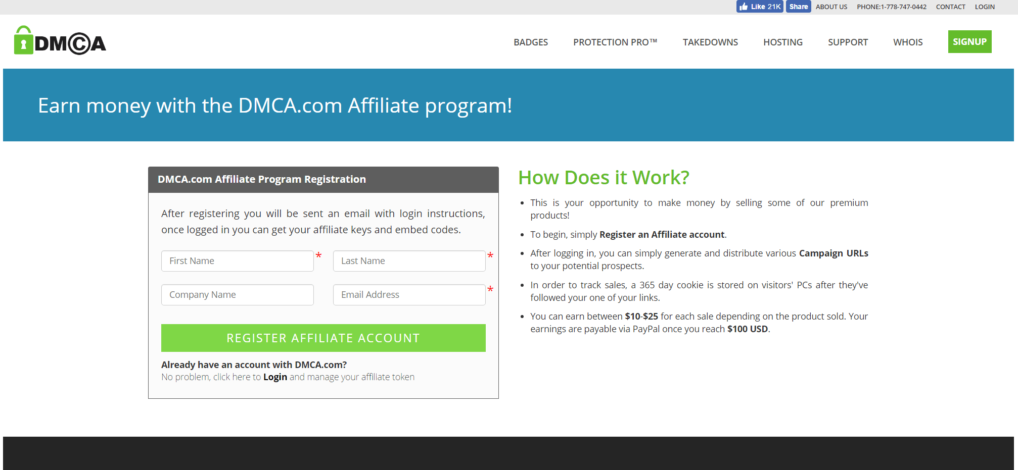 DMCA Affiliate Signup DMCA Affiliate Signup
